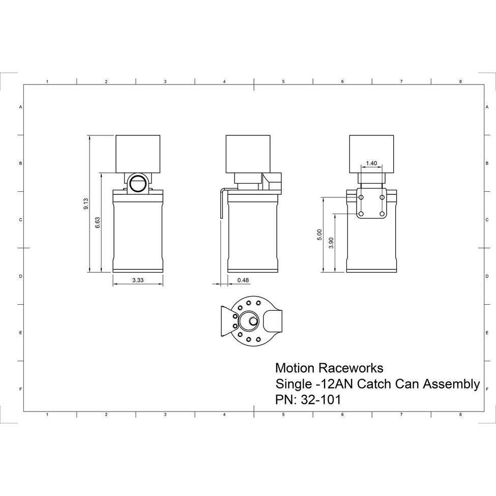 Motion Raceworks Top Loader Billet Oil Catch Can ( Single 12 AN Port )